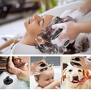 Scalp Massager Shampoo Brush, Hair Scalp Scrubber Shower Hair Brush Head Massager for Stress Relax Hair Growth, Dandruff Brush Scalp Exfoliator for Women Men Kids Pets, Black