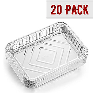 20 Pack Grease Drip Pan Liners | Compatible with Weber 6415, Genesis, Genesis II LX 200 300, Pulse, Q, Traveler, Spirit Gas Grills | Disposable Aluminum BBQ Drip Tray Replacement | 7.5 x 5 x 1.4 Inch