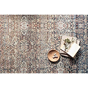 Chris Loves Julia x Loloi Jules Collection JUL-06 Denim / Spice 7'-6" x 9'-6" Area Rug