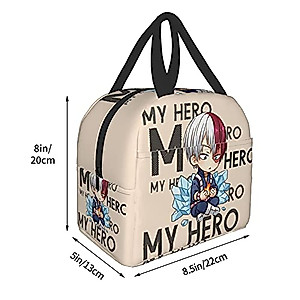 BearLad Boku No My Her0 Academ1a Todoroki Lunch Bag Tote Anime Container For Women Box Insulated Kids Cooler School Travel, One Size