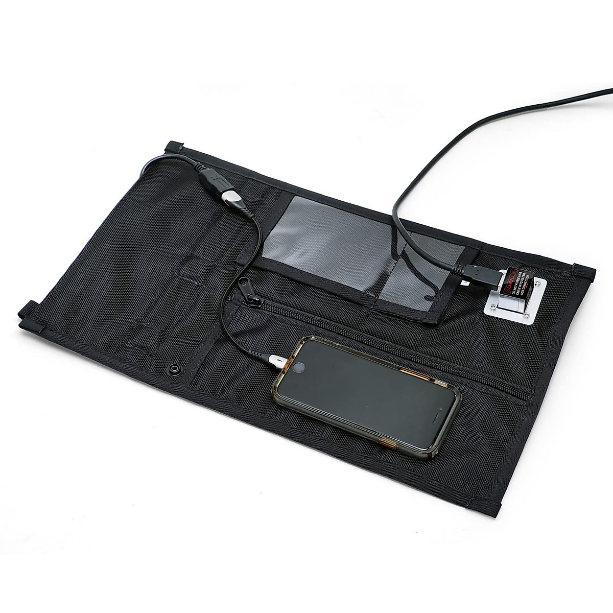 Mission Darkness Window Charge & Shield Faraday Bag for Tablets // Includes USB Filter, Transparent Window, and Cable Set for Data Extraction and Charging Devices While Shielded from RF Signals