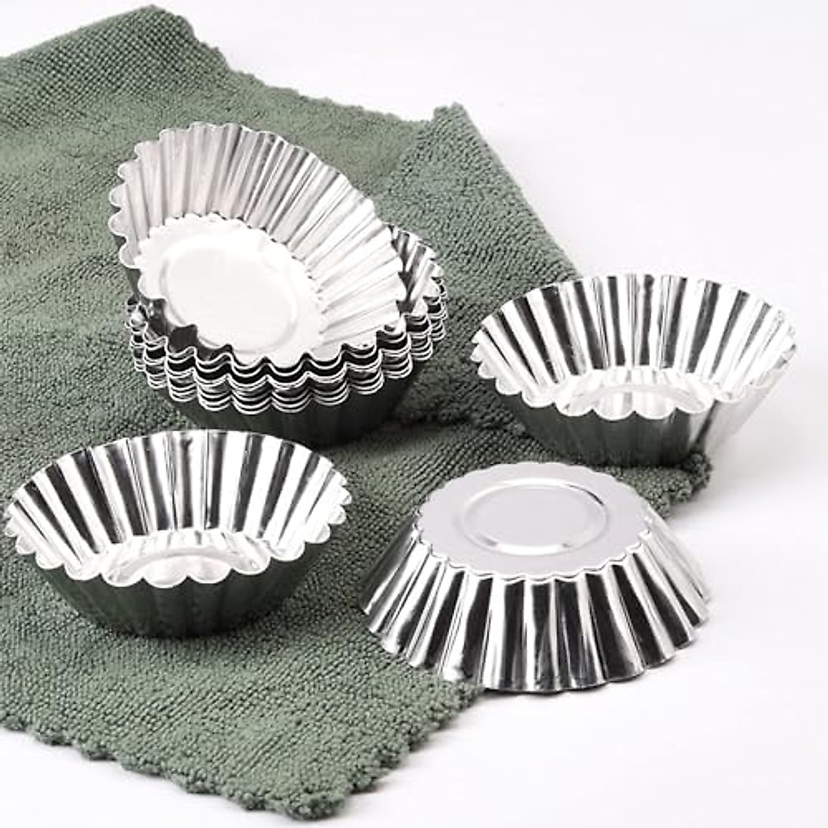 Tosnail 50 Pieces Aluminum Egg Tart Mold Small Tart Pie Tin Mini Cupcake Cake Muffin Cookie Mold Baking Cups
