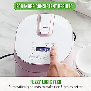 GreenLife Healthy Ceramic Nonstick 4-Cup Rice Oats and Grains Cooker, PFAS-Free, Dishwasher Safe Parts, Pink