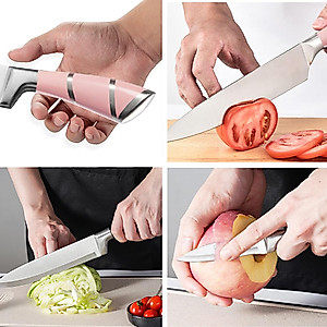 BFYLIN 3PCS Professional Chef Knife Set, Sharp Japanese Kitchen Knife, German High Carbon Stainless Steel 8 inch chef's knives, 8 inch slicing knife,5 inch Knife Utility Knife (3PCS-Pink)