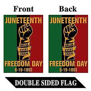 Juneteenth Garden Flag Afro American Freedom Day Celebration Yard Sign June 19 Independence Day Outdoor Lawn Decoration 12.5×18''