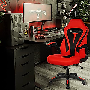 SeekFancy Gaming Chair Set of 4, Computer Gaming Chair Video Game Chairs for Teens Adults, Ergonomic Gaming Chair High Back Cheap Computer Office Chair, Red Silla PC Gamer Chair with Lumbar Support