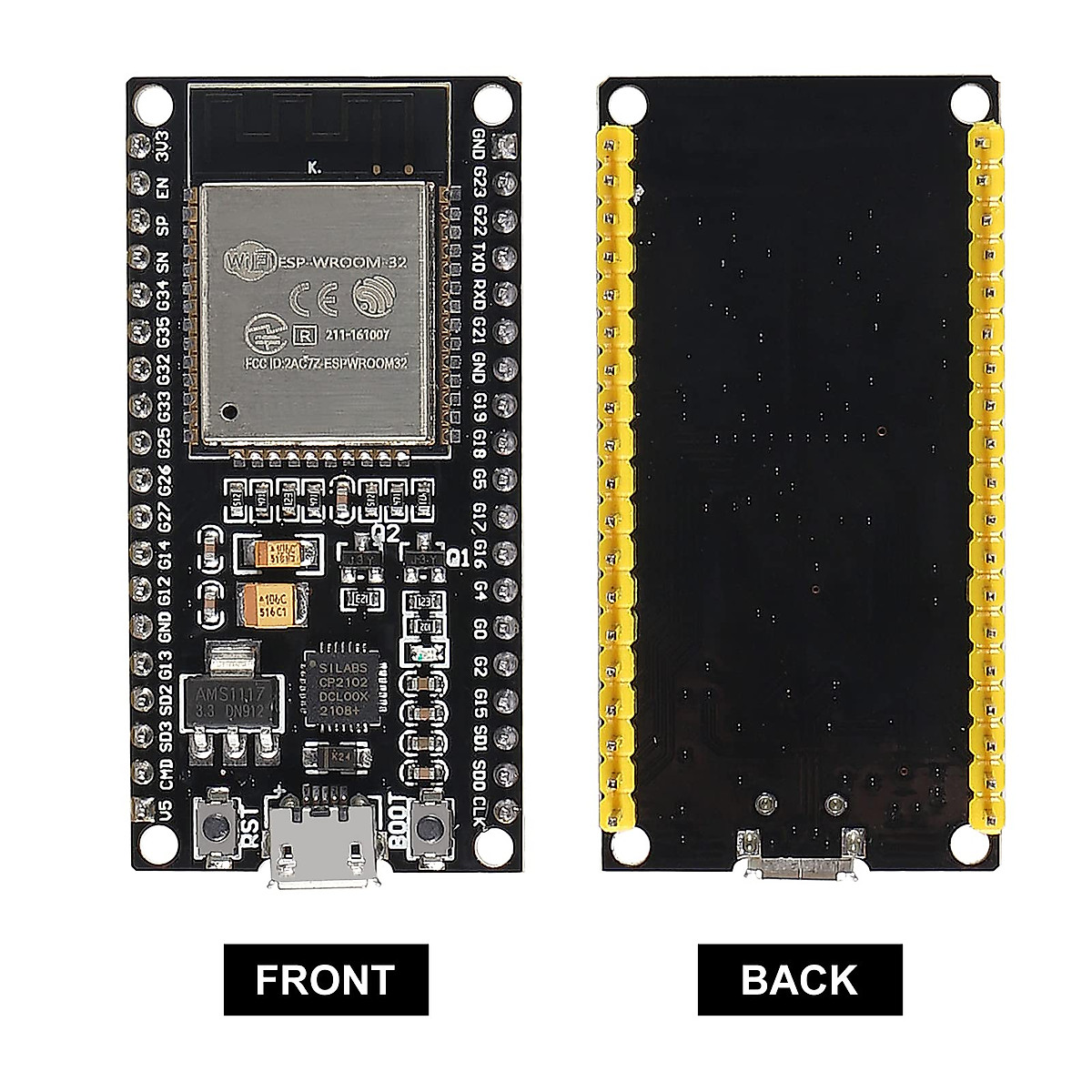 38Pins 5PCS ESP-WROOM-32 ESP32 ESP-32S NodeMCU WiFi WLAN CP2102 ESP32-WROOM-32 IoT 2-in-1 2.4GHz Dual-Mode WiFi + Bluetooth Dual Cores Microcontroller Processor Compatible with Arduino IDE