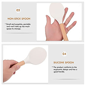 HEMOTON Silicone Rice Paddle Rice Spoon Nonstick Heat- resistant Rice Scooper Rice Spatula Cooking Utensil for Sushi Rice Mashed Potato White