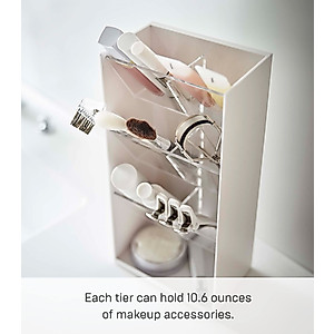 YAMAZAKI Home Tower Jewelry & Makeup Organizer, Standup Cosmetic Storage Box, Display Case - Angled - Abs Plastic