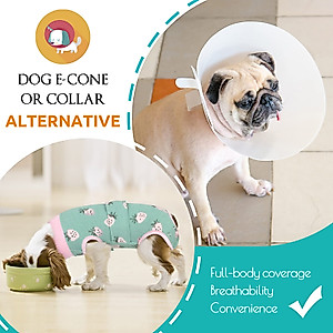 KOESON Dog Recovery Suit After Surgery, Soft Dog Spay Recovery Suit Female, Anti Licking Abdominal Dog Surgery Suit Pet Surgical Shirt, Breathable Dog Onesie E-Collar & Cone Alternative Strawberry M