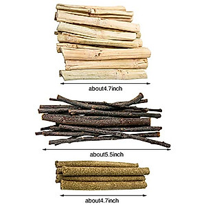 Bac-kitchen 3 Types of Combined Chew Toys Molar Sticks, All Natural Sweet Bamboo Apple Branch Timothy Grass Sticks for Rabbits Chinchilla Hamsters Guinea Pigs Gerbils, Improve Dental Health(Set 2)