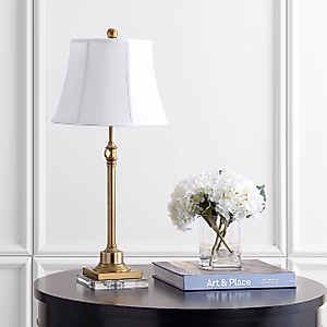 SAFAVIEH Lighting Collection Callen Crystal/ Brass Gold 21-31-inch Adjustable Bedroom Living Room Home Office Desk Nightstand Table Lamp Set of 2 (LED Bulbs Included)