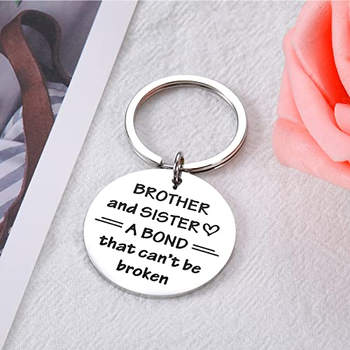 Sister And Brother Keychain, Brother Birthday Gifts Idea, Inspirational Christmas Gifts for Sister from Brother Graduation Gifts to Big Brother from Little Sister to Little Brother Sister in Law Gift