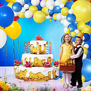 Blue Yellow White Balloon Garland Kit, 90 Pack Blue Yellow White Latex Balloons for Baby Shower Anniversary Birthday Wedding Graduation Office Party Decoration