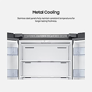 SAMSUNG 17.3 Cu Ft Smart Kimchi & Specialty 4-Door French Door Refrigerator w/ Freezer, Precise Cooling, Large Capacity, RQ48T94B277/AA, White Navy Glass