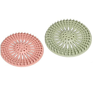 Ruluti 2pc Sink Sewer Filter Silicone Floor Drain Strainer Water Hair Stopper Bath Catcher Shower Cover Kitchen Bathroom Anti Clogging