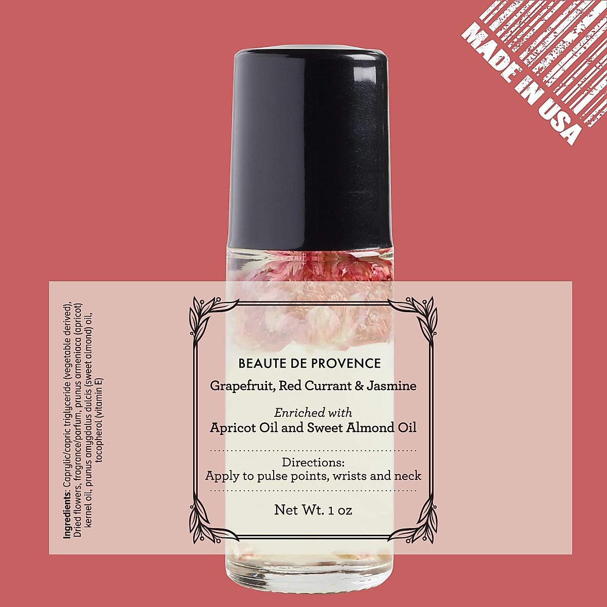 Provence Beauty - Floral Rose Petals - Body Oils for Women Perfume - Day and Night Moisturizer for Dry Skin Enriched with Apricot Oil, Sweet Almond Oil, Vitamin E Fractionated Coconut Oil - 1 Fl Oz