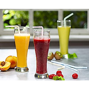 [200 Pack] Flexible Disposable Plastic Drinking Straws - 7.75" High - Assorted Colors Striped