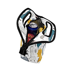 OREZI Childish Cute Dinosaur Lunch Bag for Kids,Waterproof Insulated Neoprene Lunch Tote Soft Bento Cooler Thermal Bags for School Work Pacnic Outdoor
