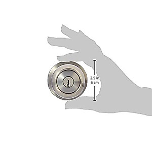 Amazon Basics Exterior Door Knob With Lock, Coastal, Satin Nickel