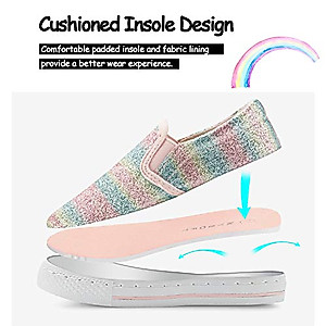 K KomForme Toddler Girls Boys Shoes Little Kids Slip on Canvas Sneakers for Running/Walking Colorful