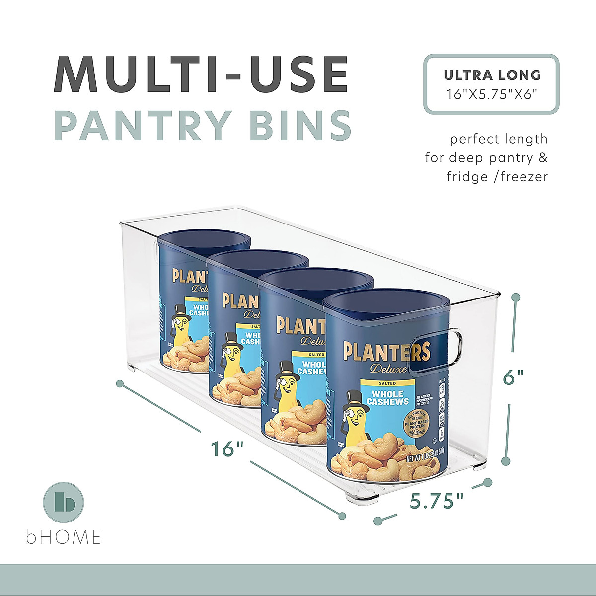 Clear Plastic Storage Bins, Stackable Pantry Organization and Storage Containers Clear Organizing Bins, Cabinet & Pantry Organizer Bins for Organizing Bathroom, Kitchen, Fridge, Freezer Organizer Bins