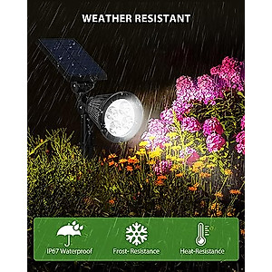 FALOVE Solar Lights, 2-in-1 Waterproof 4 LED Solar Spotlight Adjustable Wall Light Landscape Light Security Lighting Dark Sensing Auto On/Off for Patio Deck Yard Garden Driveway Pool Area(2 Pack)