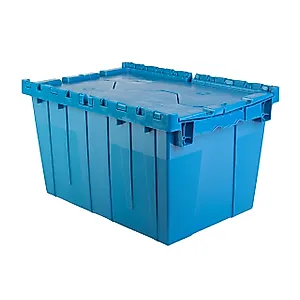 Hudson Exchange 21.9 x 15.2 x 12.8” (3 Pack) Storage Tote Distribution Container with Hinged Attached Lid, Blue