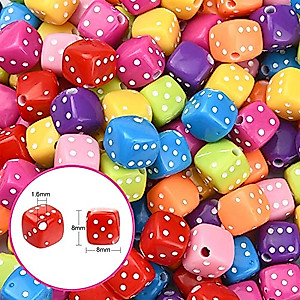 UR URLIFEHALL 500 Pcs Opaque Dice Acrylic Beads with Polka Dot Pattern Loose Cube Spacer Beads for Jewelry DIY Making