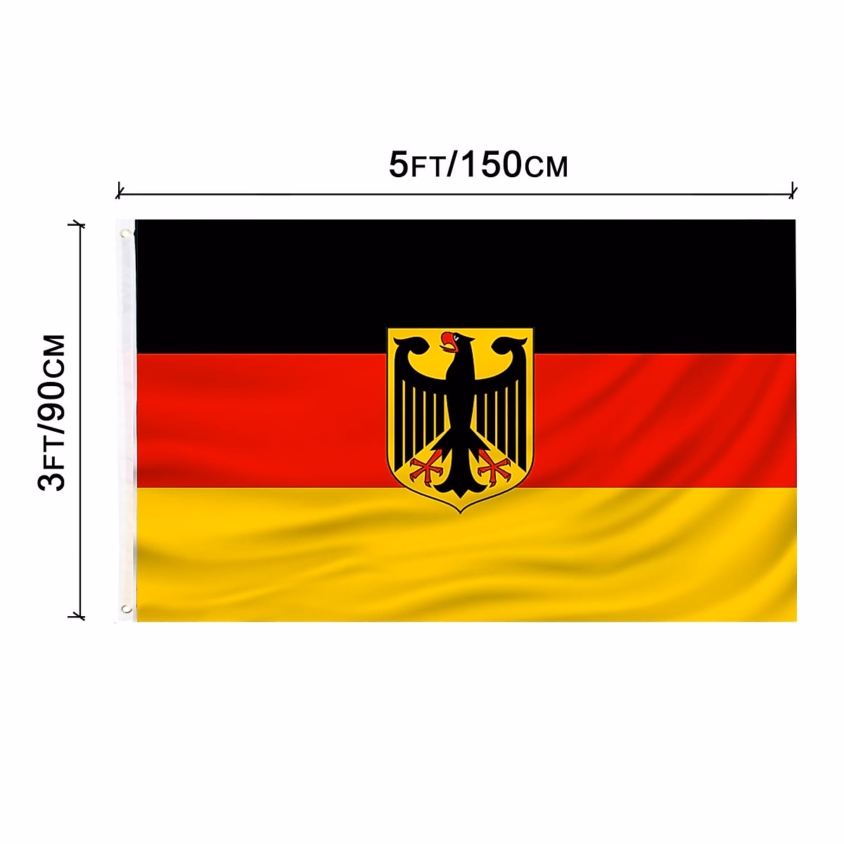 German Ensign Flag 3x5 FT Germany Eagle FLAG Polyester Deutschland Flagge outdoor indoor Canvas Header and Double Stitched with two Brass Grommets…