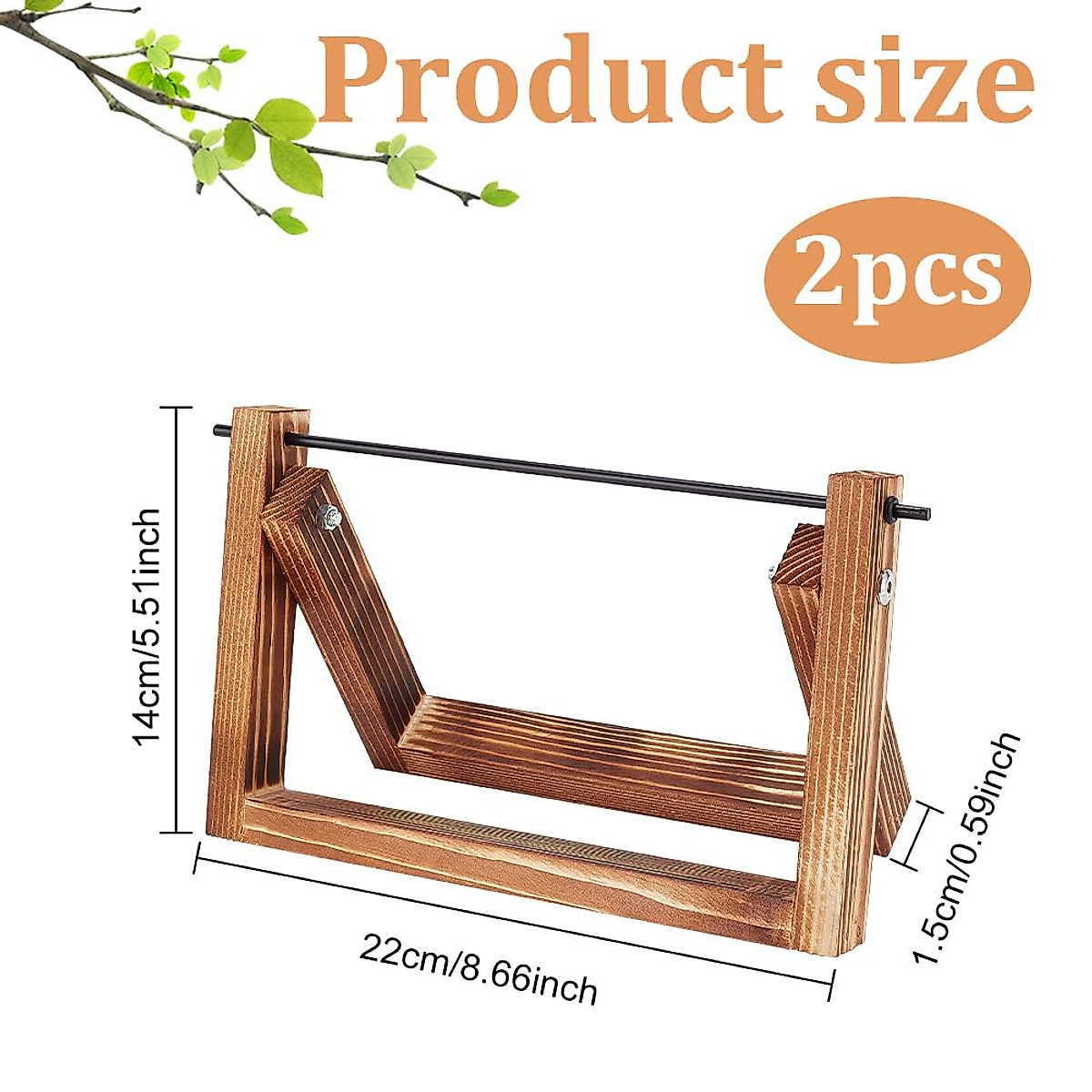 WEBEEDY 2 Pieces Yarn Ball Holder Wooden Yarn Rack Horizontal Spinner Storage Organizer for Thread Crocheting Knitting Supplies Dispenses