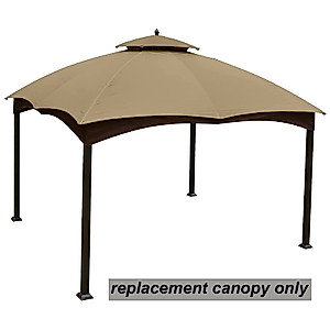 Hugline Outdoor Replacement Canopy Top Double Tier Gazebo Roof Cover for Lowe's Allen Roth 10x12 Gazebo #GF-12S004B-1 (Khaki)