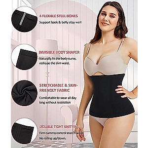 AOSBOEI Women Waist Trainer Shapewear Tummy Control Waist Cincher Sport Girdle Body Shaper Postpartum Recovery Belt (Large-X-Large) Black