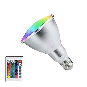 HOPLOM 10W PAR30 RGB Colored LED Spotlight Outdoor, E27/E26 Color Changing Light Bulb, Waterproof Flood Light with Remote for Holiday Home Party Decor
