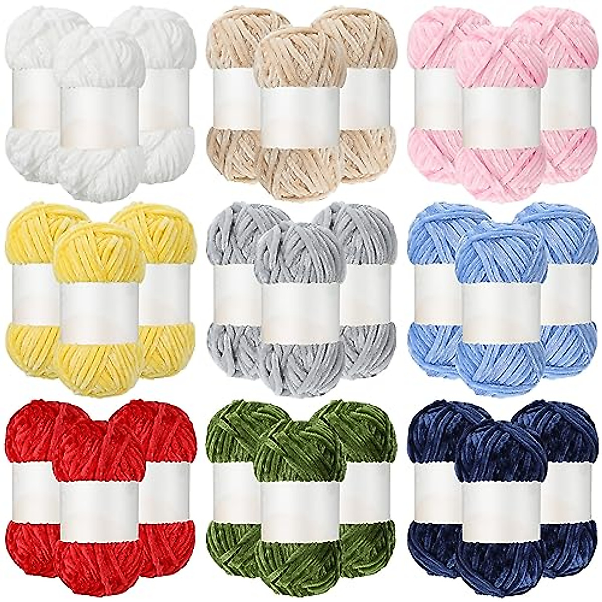 Timgle 27 Skeins Crochet Yarn for Crocheting Knitting 2362.5 Yards Chenille Blanket Soft Plush Bulky Fluffy Yarn Bulk for Beginners Hand DIY Craft Sweater Shawl 100g Each(Chic Color)