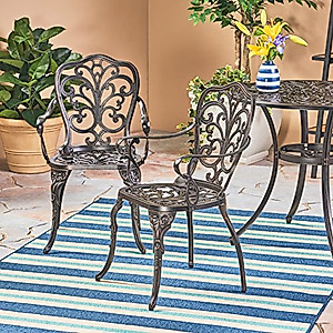 Christopher Knight Home Buddy Outdoor Cast Aluminum Dining Chair (Set of 2), Shiny Copper