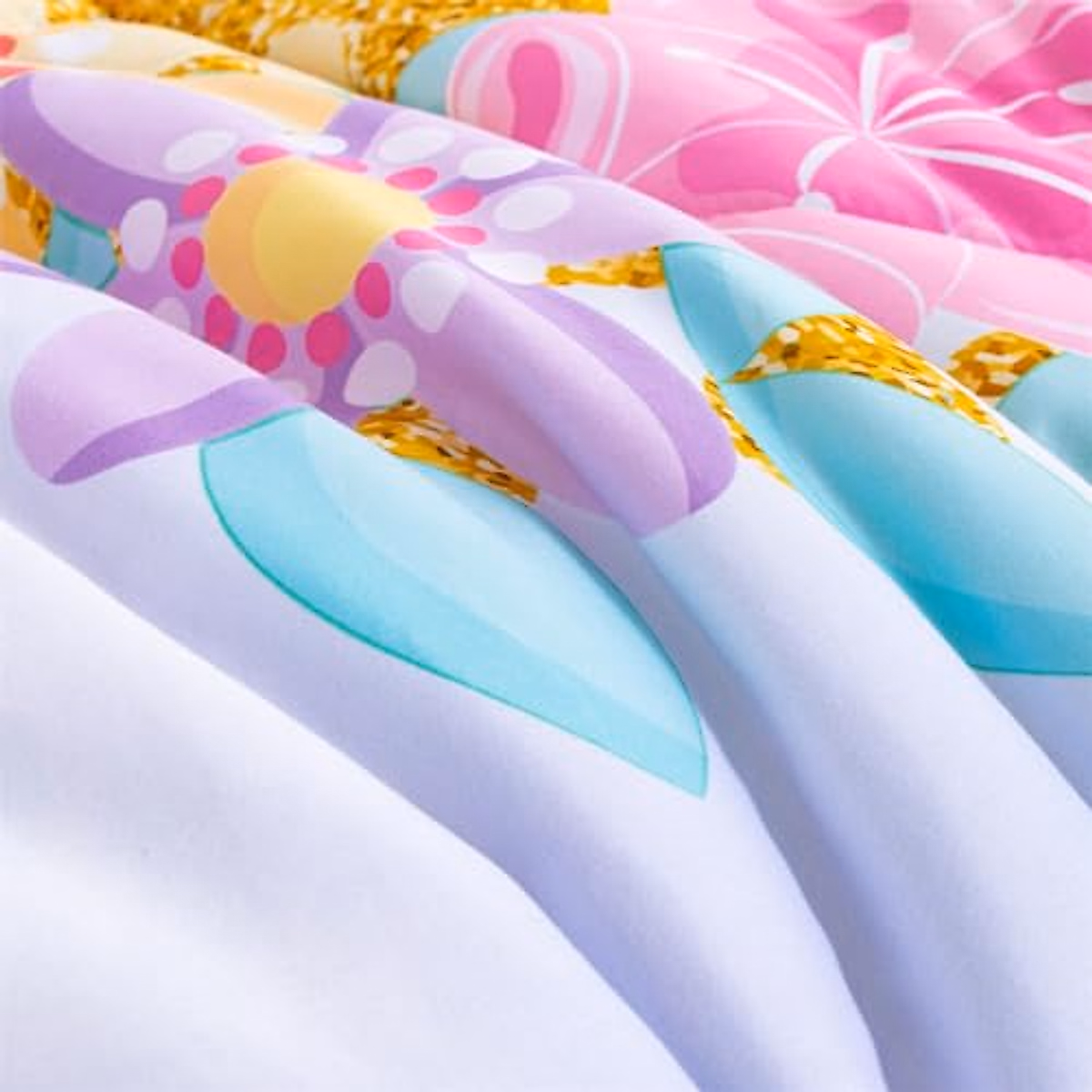 NTBED Unicorn Twin Comforter Set with Sheets,5 Pieces Kids Bedding Sets for Girls, Lightweight Microfiber Star Rainbow Bed in a Bag,Blue Purple