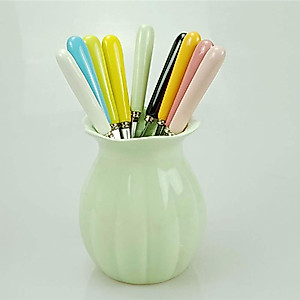 Goeielewe Set of 8 Dinner Spoons, Stainless Steel Iced Teaspoon with Ceramic Handle Soup Tablespoons Espresso Candy-Colored Coffee Spoons Mixing Spoon 5.7-Inch Long - Mixed Color