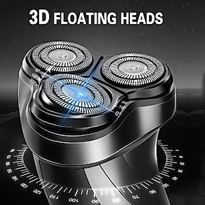 Men's Electric Shaver, Rechargeable Rotary Razor with Pop-up Sideburn Trimmer and LCD Power Indicator, Fast Charging, Compact Wet and Dry Shaver