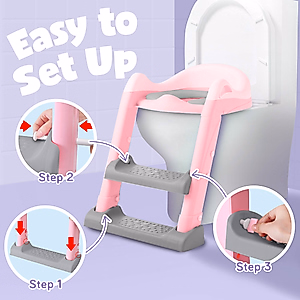 Ashtonbee Mountable Potty Seat (with steps, Pink)