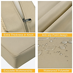 famibay Extra Thick Outdoor Chair Cushions Set of 2 Patio Chair Cushions 24x24 Deep Seat Patio Cushions Waterproof UV Resistant Firm Deep Seat Cushions for Outdoor Furniture(Khaki)