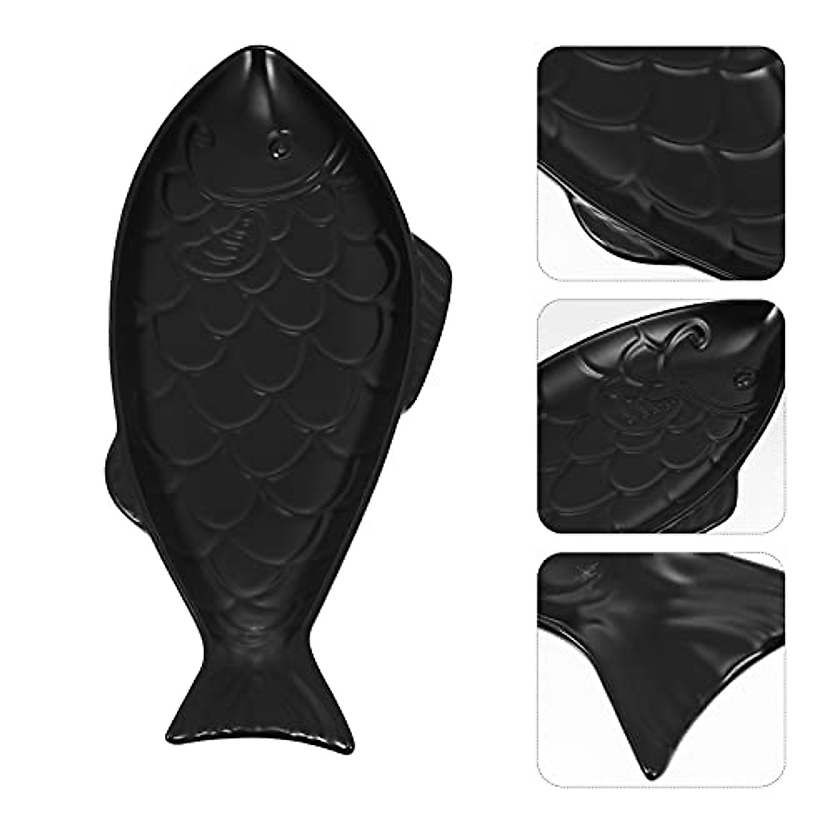 UPKOCH Jewelry Tray 2pcs for Ceramic Steaming Oval Plates, Japanese Sushi, Restaurant Porcelain and Dish Snack Tray Storage Salad Dish: Shape Trays Design Fruit Black Large Decorative Tray