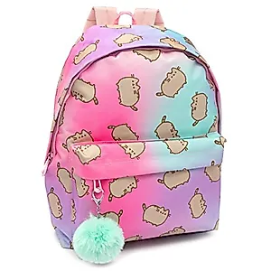 Pusheen Backpack Cat Pom Pom Keyring Pink Rucksack 16”