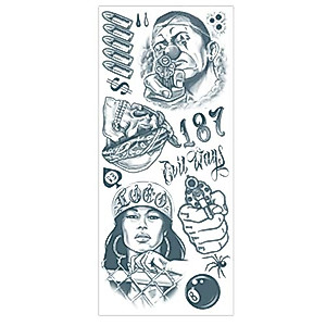 Tinsley Transfers Prison 18 and Life Temporary Tattoo FX Costume Kit (14 Tattoos), Black/White