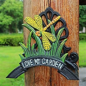 Water Pipe Holds Rack Heavy Duty Cast Iron Metal Dragonfly Wall Mounted Hose Butler Rustic Wall Hose Hanger Reel,love My Garden Garden Hose Storage Device Decoration Cast Iron Doorbell Decoration