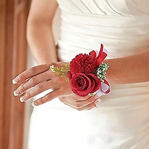 ADJ Wrist Flower - Handmade Artificial Rose Flower Wrist Corsage | Wristband Hand Flowers Wrist Corsage Bracelets, Corsage Wristlet Band for Wedding Bridesmaid Bridal Shower Prom Party