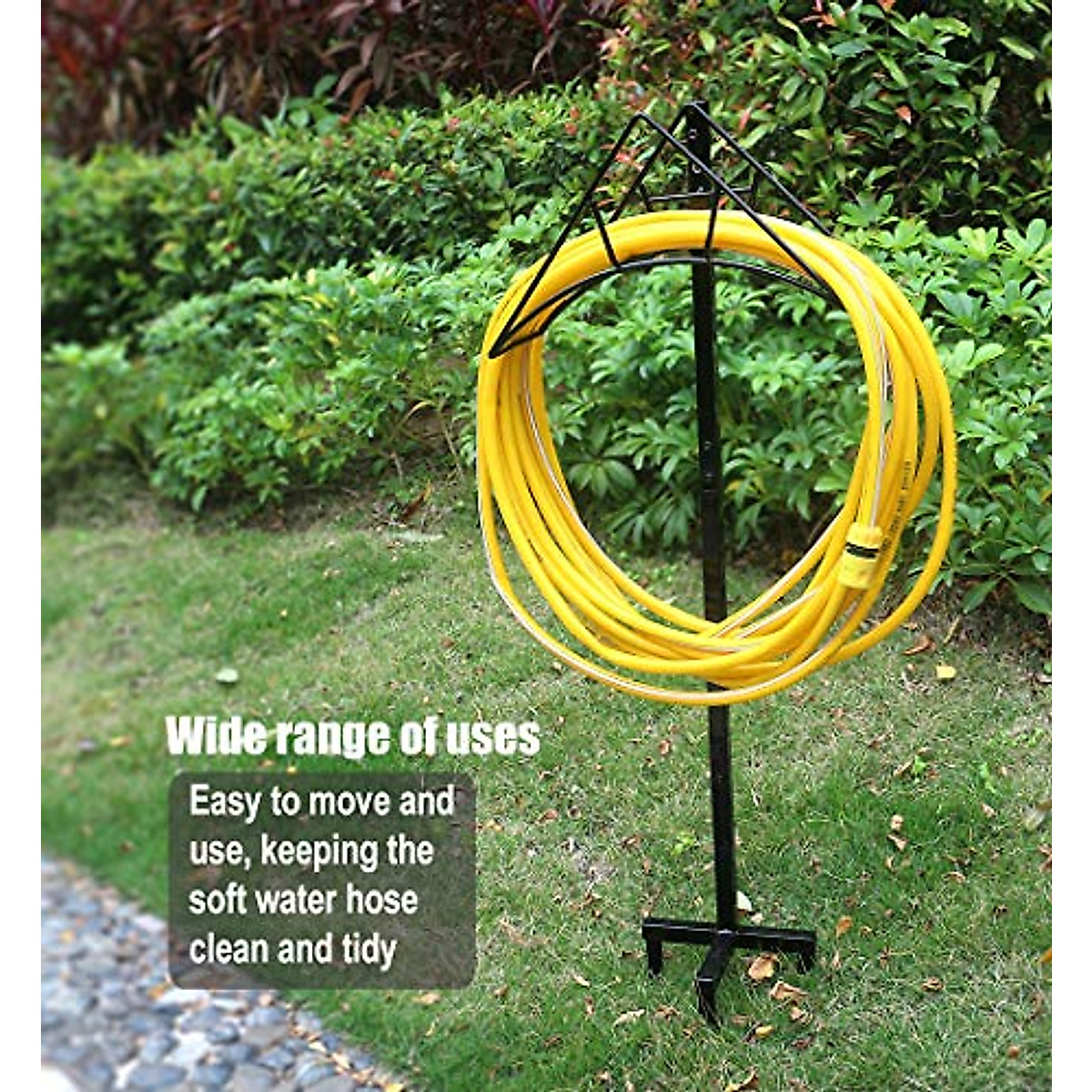 Artigarden Garden Hose Holder - Free Standing Metal Water Hose Stand Heavy Duty Flexible Pipe Storage Hanger Organizer for Lawn & Yard