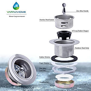 VARNAHOME Junior Duo Bar/Pre Sink Stainless Steel Strainer Assembly W/Basket Strainer