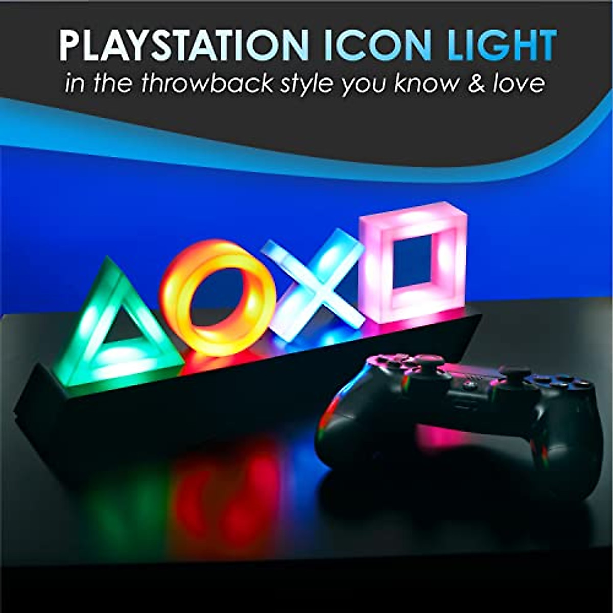 Paladone Playstation Icons Light with 3 Light Modes - Music Reactive Game Room Lighting