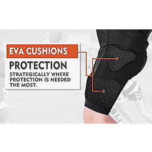 DGXINJUN Youth Kids Padded Compression Short Hip Portector 5 Pads Football Girdle